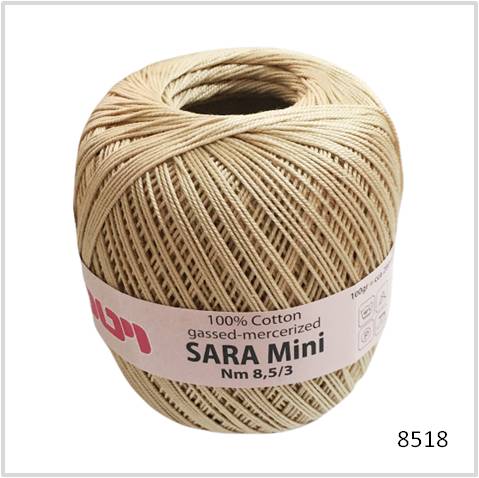 חוט כותנה- SARA Mini- גוון 7035- בז' בהיר - חוט-השני אמנות הסריגה