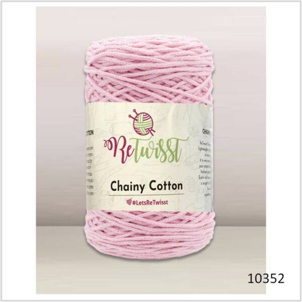 חוט מקרמה דק- CHAINY COTTON- שזור- 2 מ"מ- 21- ורוד בהיר