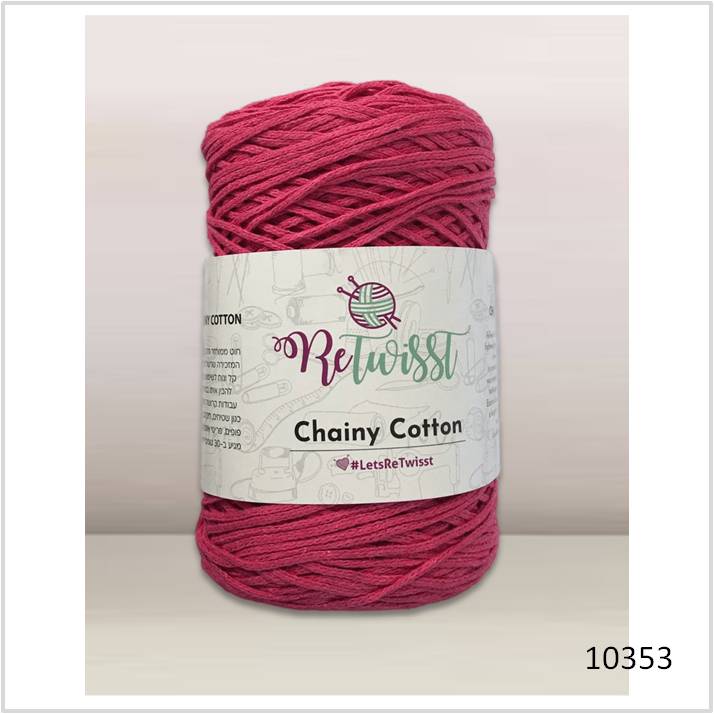 חוט מקרמה דק- CHAINY COTTON- שזור- 2 מ"מ- 24- ורוד פוקסיה